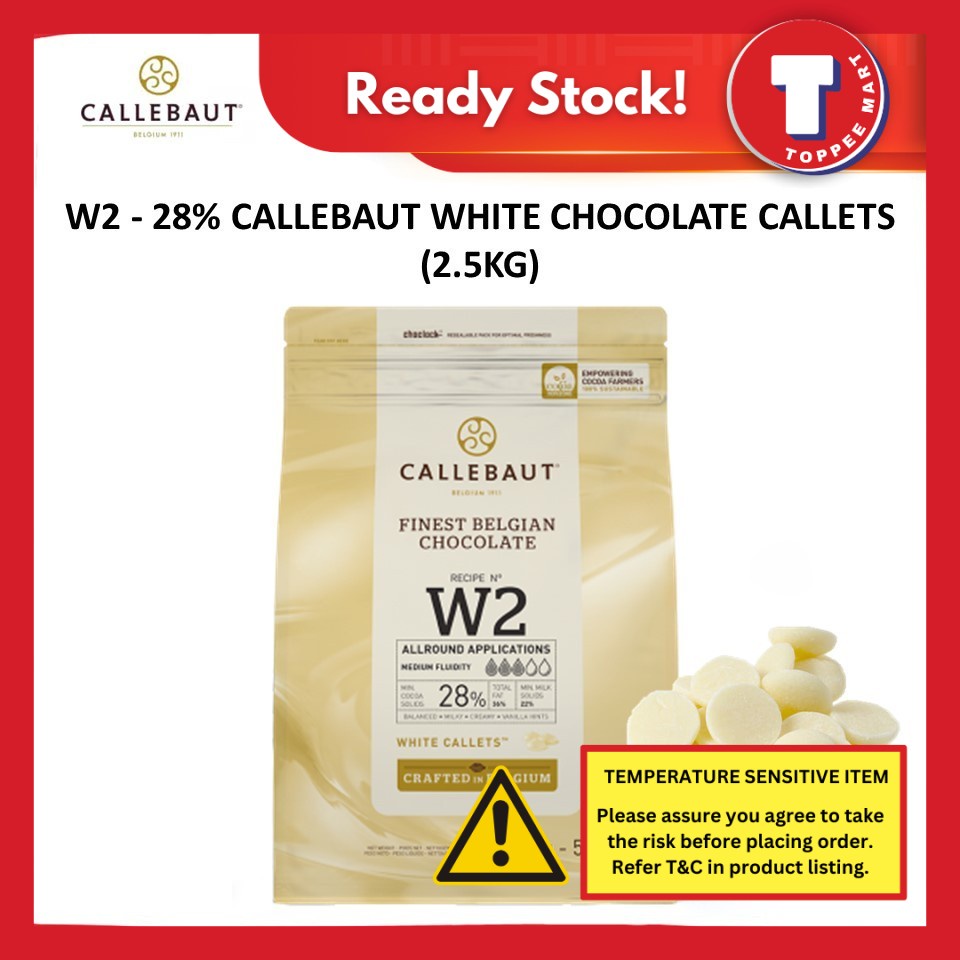 2.5KG W2 - 28% CALLEBAUT WHITE CHOCOLATE CALLETS WHITE CALLET COIN ...