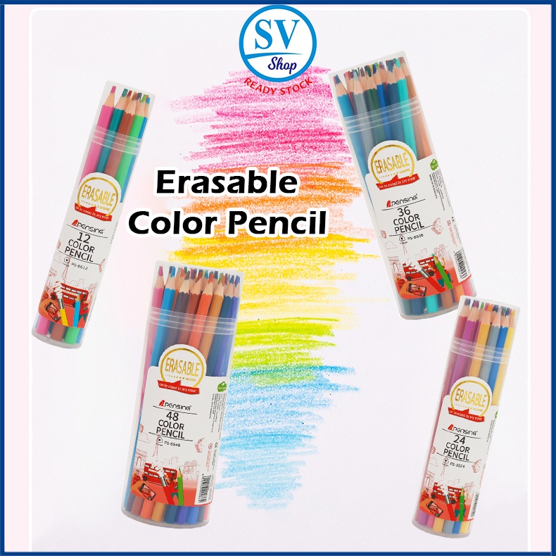 12*24*36*48 PCS Erasable Color Pencil Children Coloring Pencils Kids ...