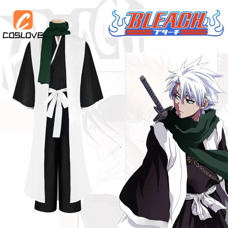 Bleach Toshiro Hitsugaya Cosplay Full Set Costume Black White Color ...