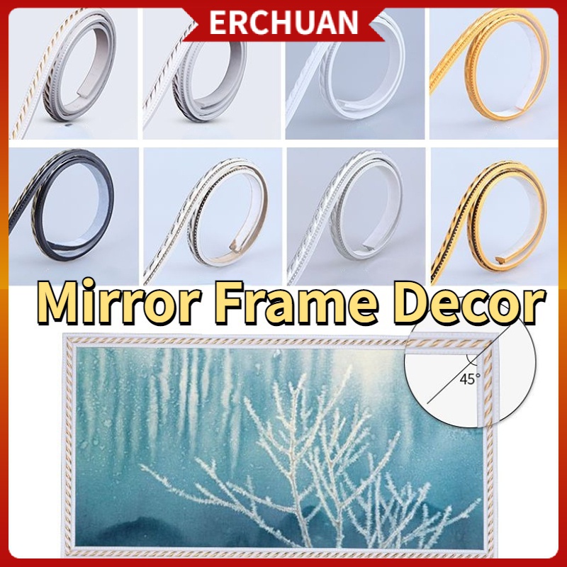 Mirror Picture Frame Stickers Self Adhesive Border Wallpaper Wall Decor ...