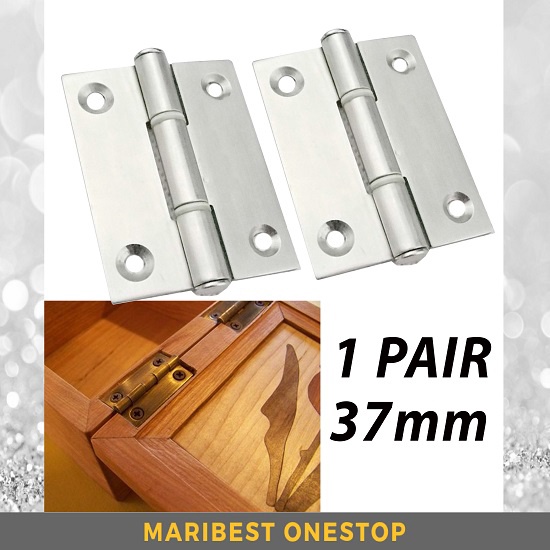 1 PAIR 37mm Stainless Steel Door Hinges Closet Drawer Jewelry Box Cabinet Butt Hinges | Shopee ...