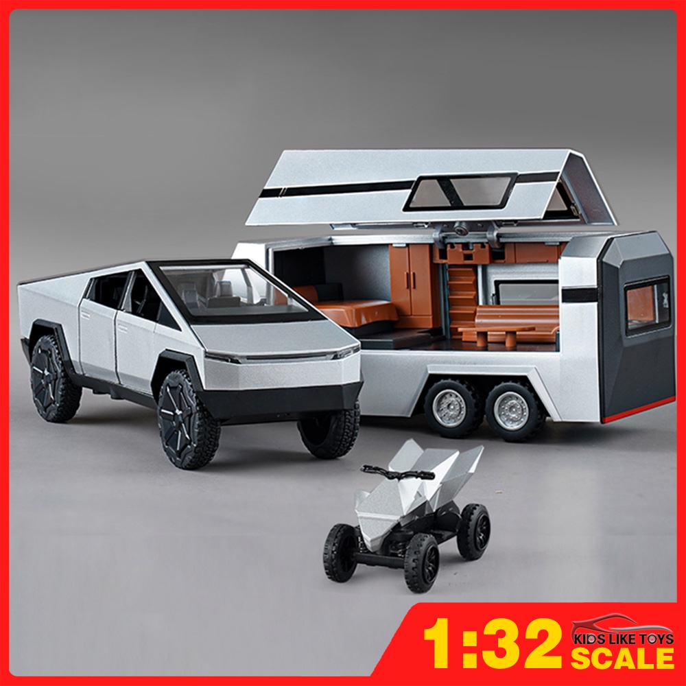KLT 1:32 Tesla Cybertruck Pickup RV Metal Alloy Toys Car Model Diecast ...