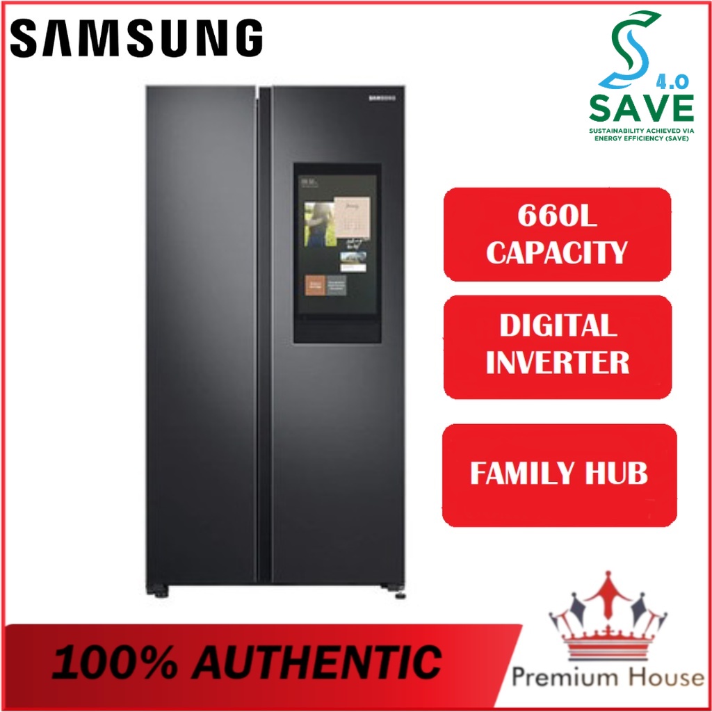 Samsung RS62T5F01B4/ME 660L 2 Doors Side by Side with Family Hub ...