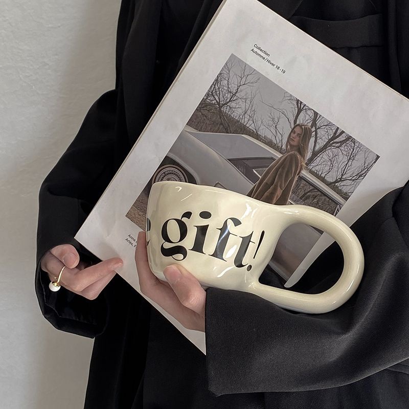 Korean Style Ceramic Hand-Pinched Mug INS Style High-value Coffee Cup ...