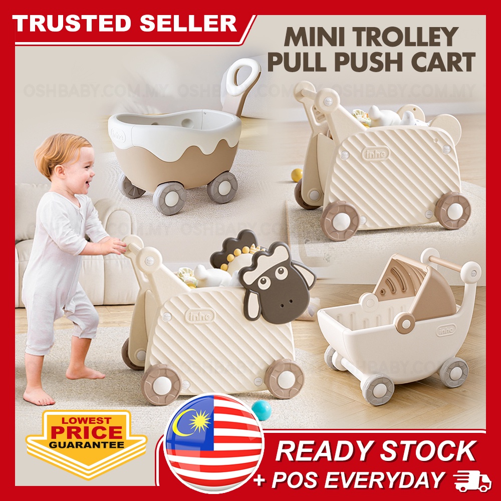 MINI TROLLEY PULL PUSH CART Large Capacity Shopping Cart | Shopee Malaysia