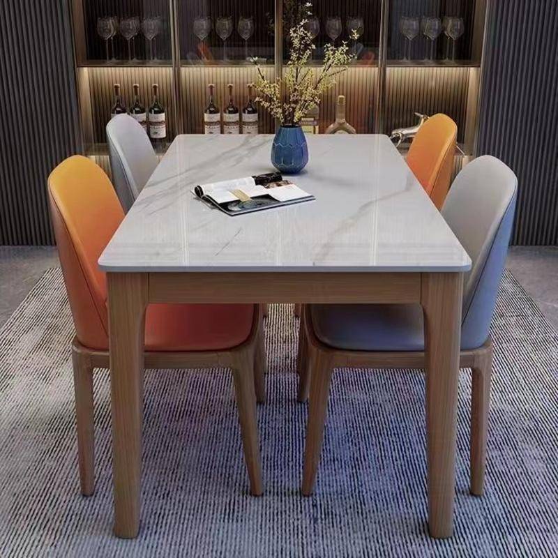 Simple and Modern Rock Panel Dining Table and Chair Combination Walnut ...