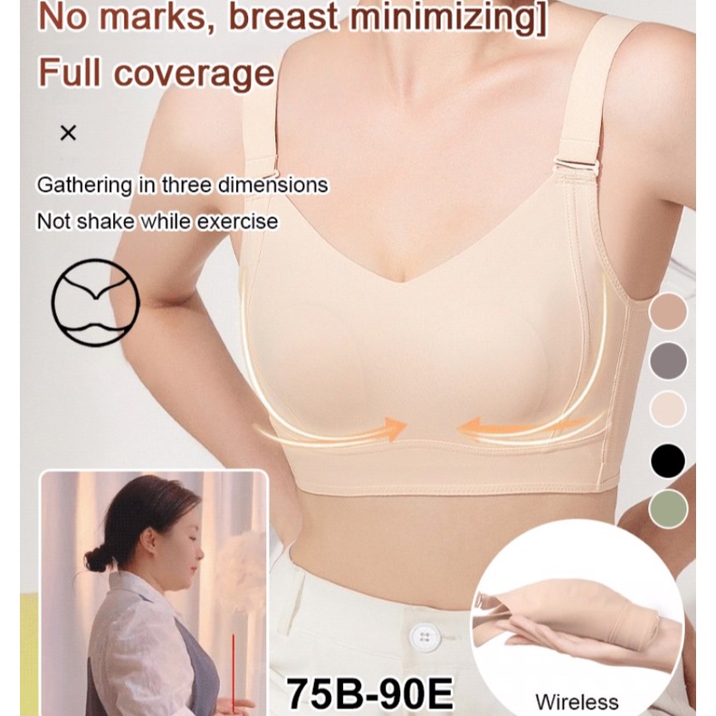 Hot Sell Anti sagging Bra Non marking Skin friendly Bra Non steel Ring Bra One piece Bra Breathable Bra In Summer Girl s Bra Wide Shoulder Strap Bra Full Cup Bra Shopee Malaysia