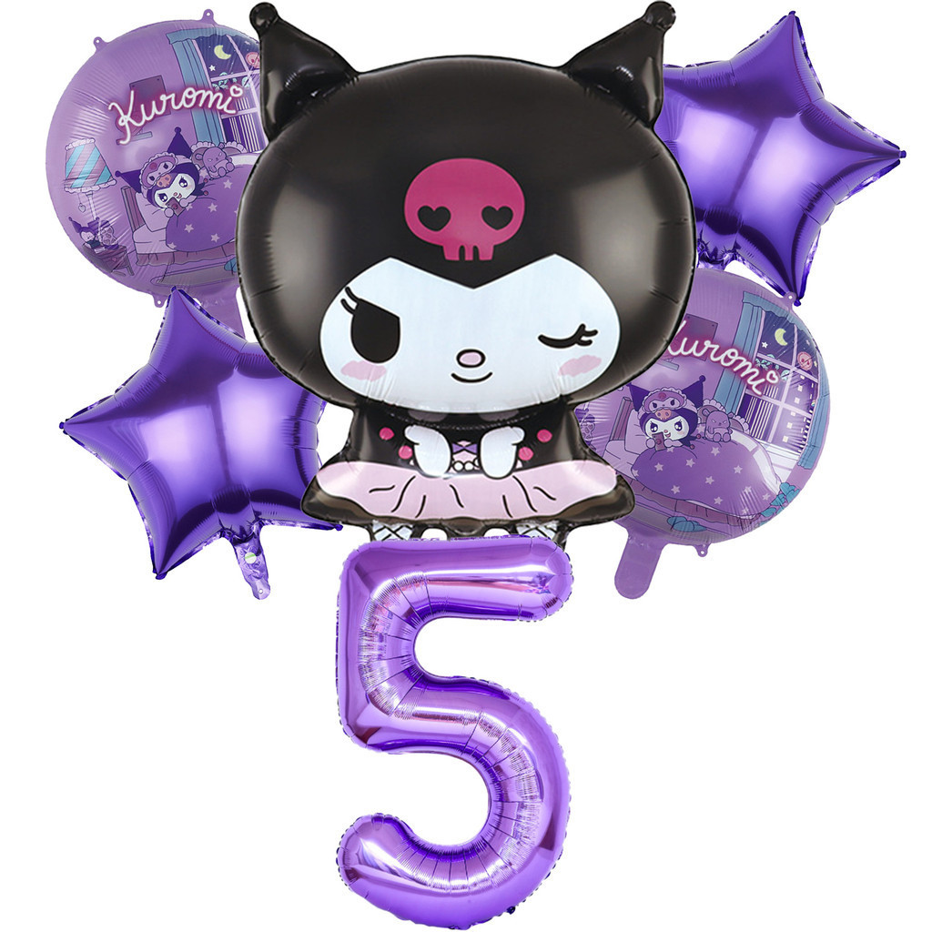 Kuromi Birthday Decoration Balloon Set Girls Party Number Balloons Suit ...