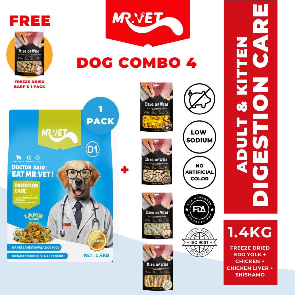 [FREE BARF] Mr Vet [Dog Combo 4] Kibble D1 (1.4KG) with Freeze Dried ...