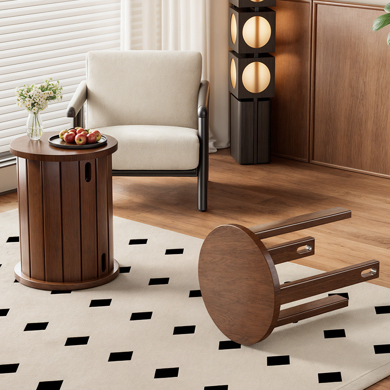 Solid Wood Coffee Table Stool Household Low Stool Combination Stacking Round Stool Chair Eating ...