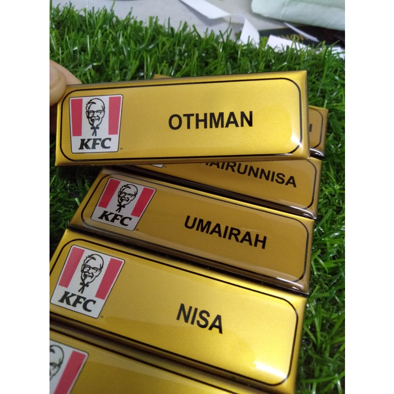 Nametag Epoxy ACRYLIC KFC (GOLD BASE) (75x25mm) | Shopee Malaysia