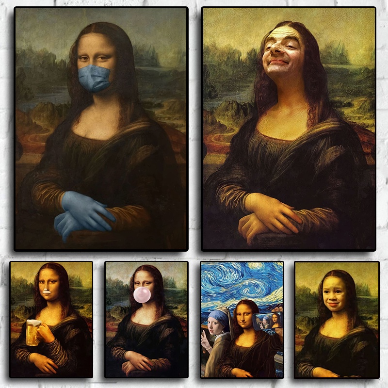 Mona Lisa Funny Character 80s Retro Abstract Print Posters For Living ...