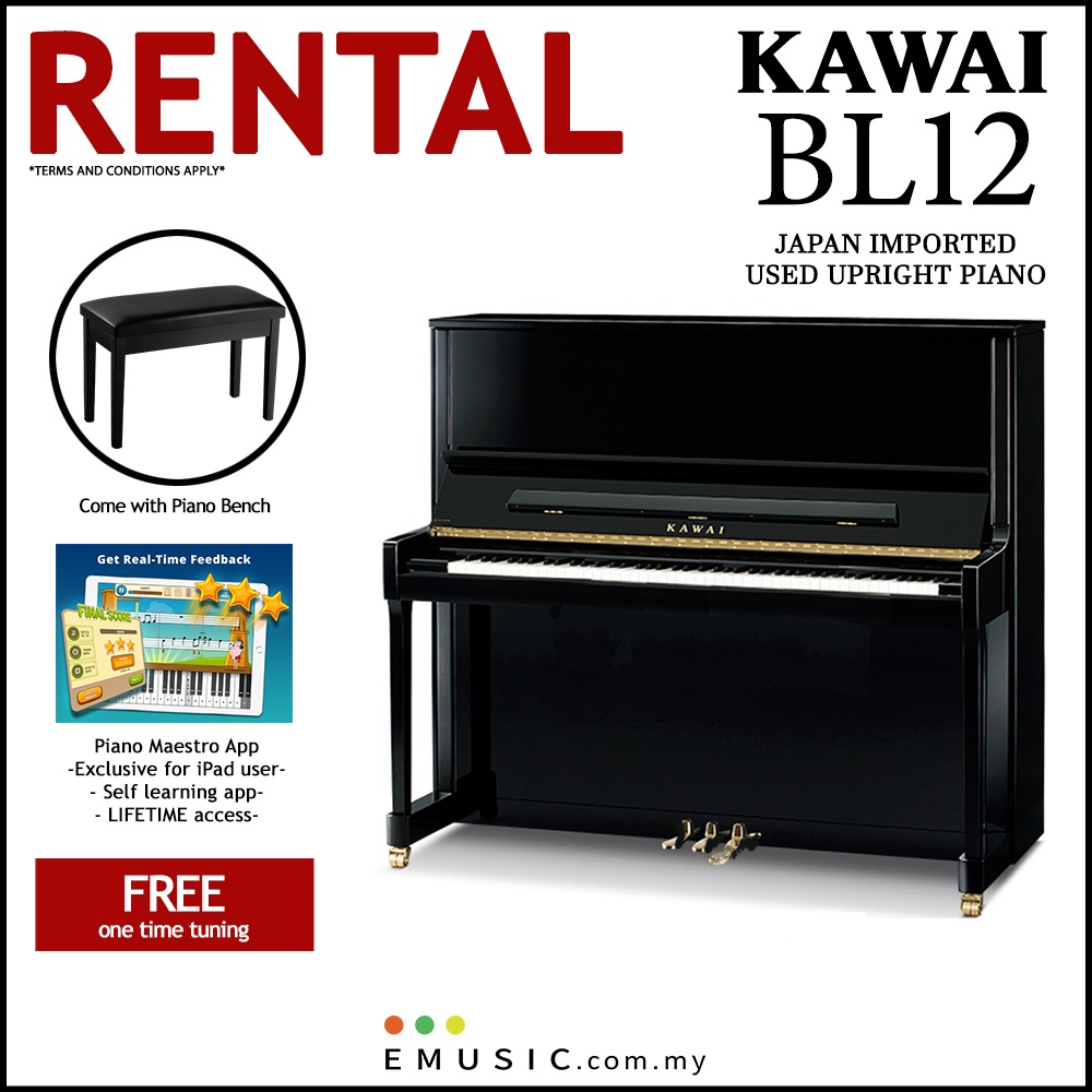 *RENTAL* LIMITED OFFER Kawai BL12 Used Acoustic Upright Piano Japan ...