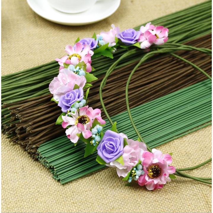 10pcs/pack Flower Garland Green Wire rod wrapped rod Paper rattan ...