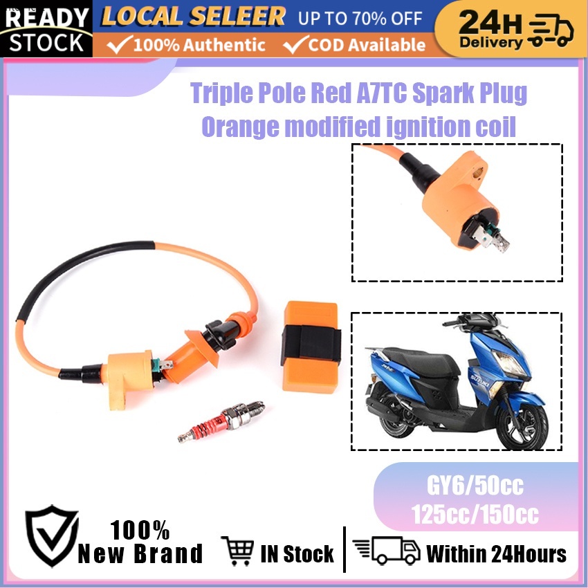 Racing Ignition Coil CDI + Ignition Coil + Spark Plug For GY6 50cc ...