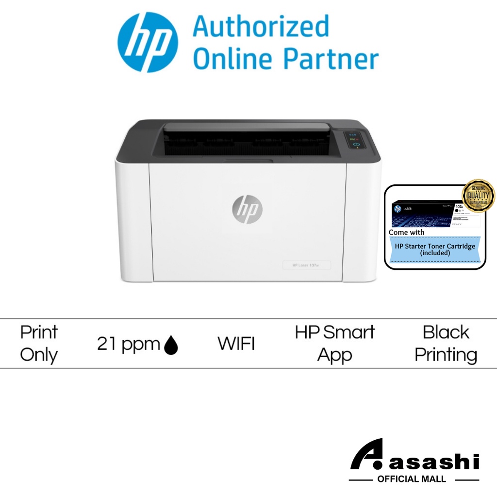 Hp Laserjet Pro M107W / 107W Mono Laserjet Printer (Print,Wireless ...