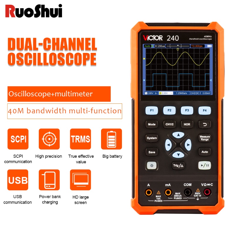 Oscilloscope 3-in-1 Digital Oscilloscope Waveform Generator Ture RMS ...