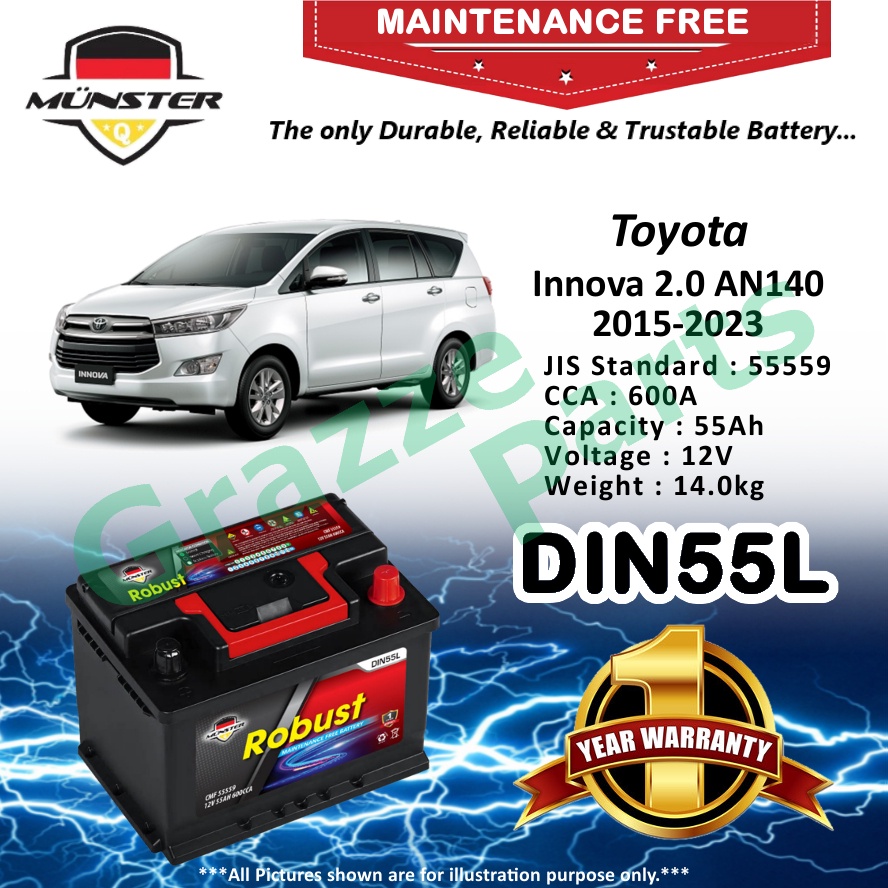Münster Robust MF CMF DIN55 | DIN55L | 55559 (55AH) Car Battery Bateri ...