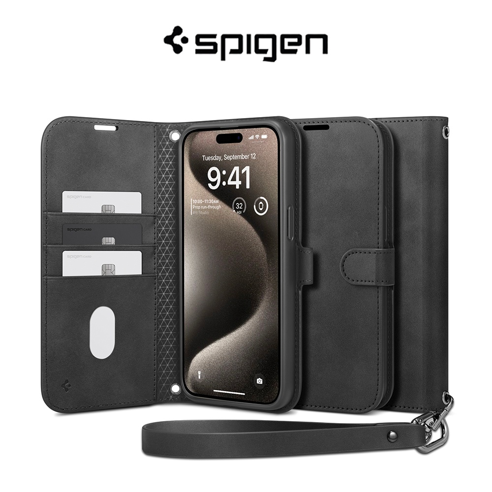 Spigen iPhone 15 Pro Case 6.1" Wallet S Pro Card Holder Premium Leather ...
