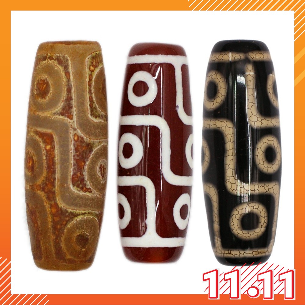 9 Eyed Tibetan Style Natural 9 Eyes Dzi Agate Beads 40x15mm Stone Dyed ...