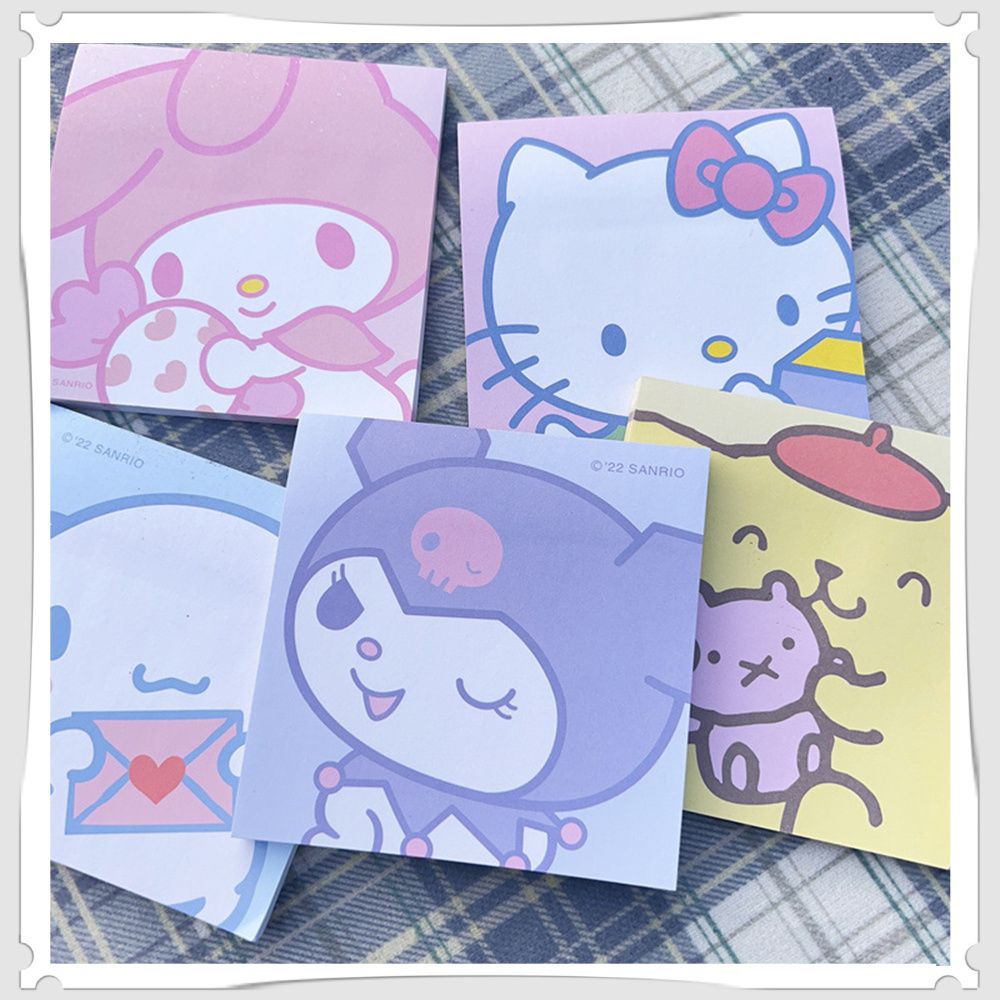 50 Sheets Kawaii Sanrio Anime Post Note Kuromi My Melody Cinnamoroll ...