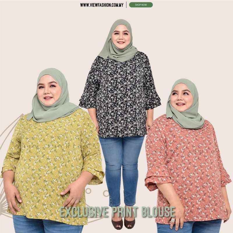 [VIEW] FS-3XL MUSLIMAH PLUS SIZE BLOUSE Exclusive Print Blouse corak ...