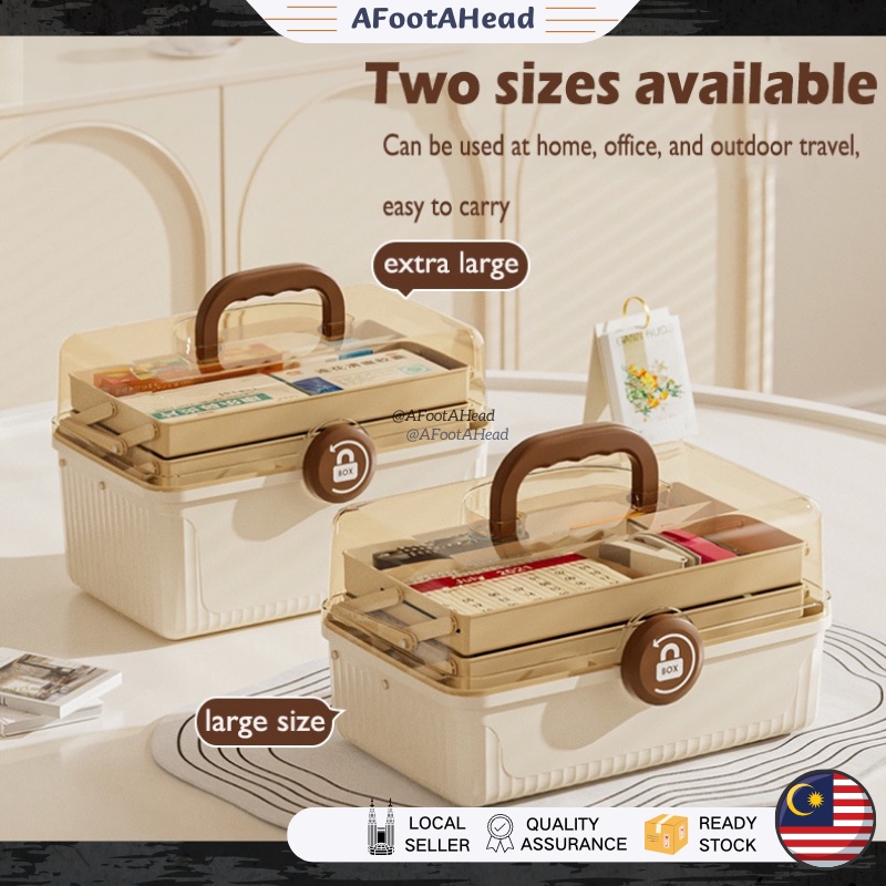 Ubat Box Large First Aid Kit Storage Box Transparent Plastic Medicine ...