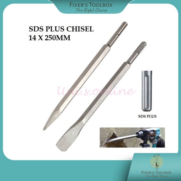 14 x 250MM SDS PLUS HAMMER CHISEL BIT ( FLAT / POINTED ) | Shopee Malaysia
