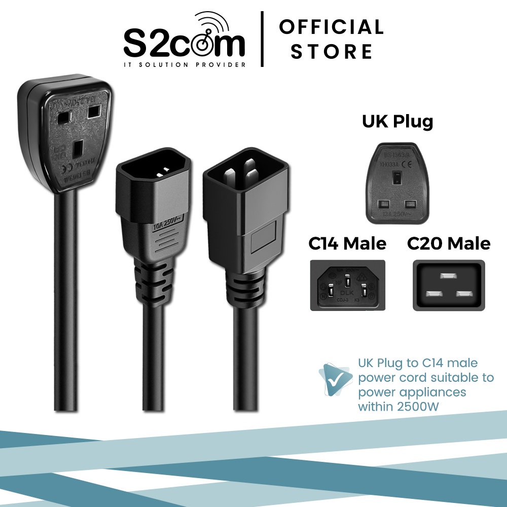 UPS IEC-320-C14 / C20 To UK Malaysia 13A Socket Power | Shopee Malaysia