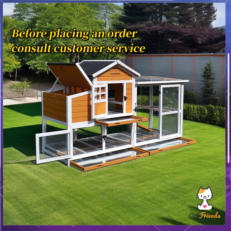 Solid Wood Chicken Coop Pet Rabbit Bunny Hutch Run Guinea Pig Cage ...