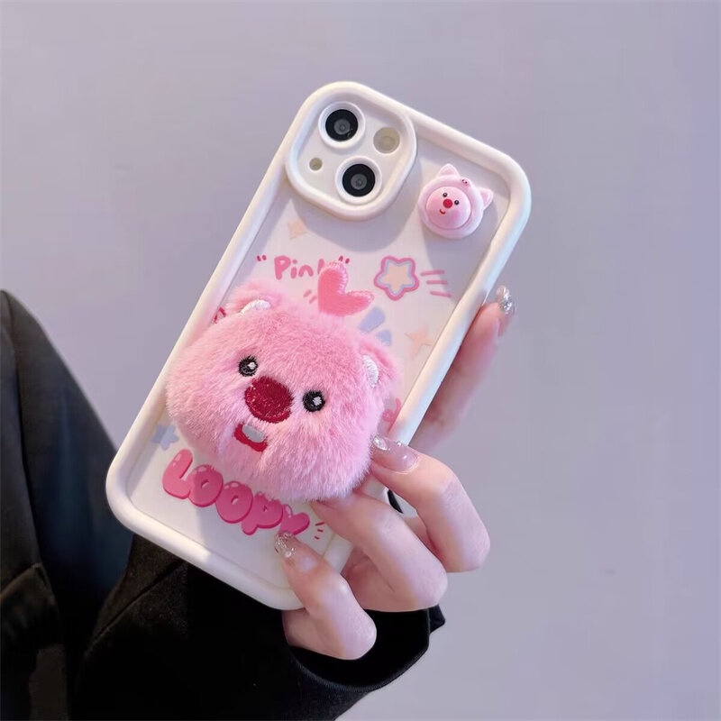 New Cute Pink 3D Plushie Doll Loopy Phone Case For OPPO Reno 2 3 4 5 ...