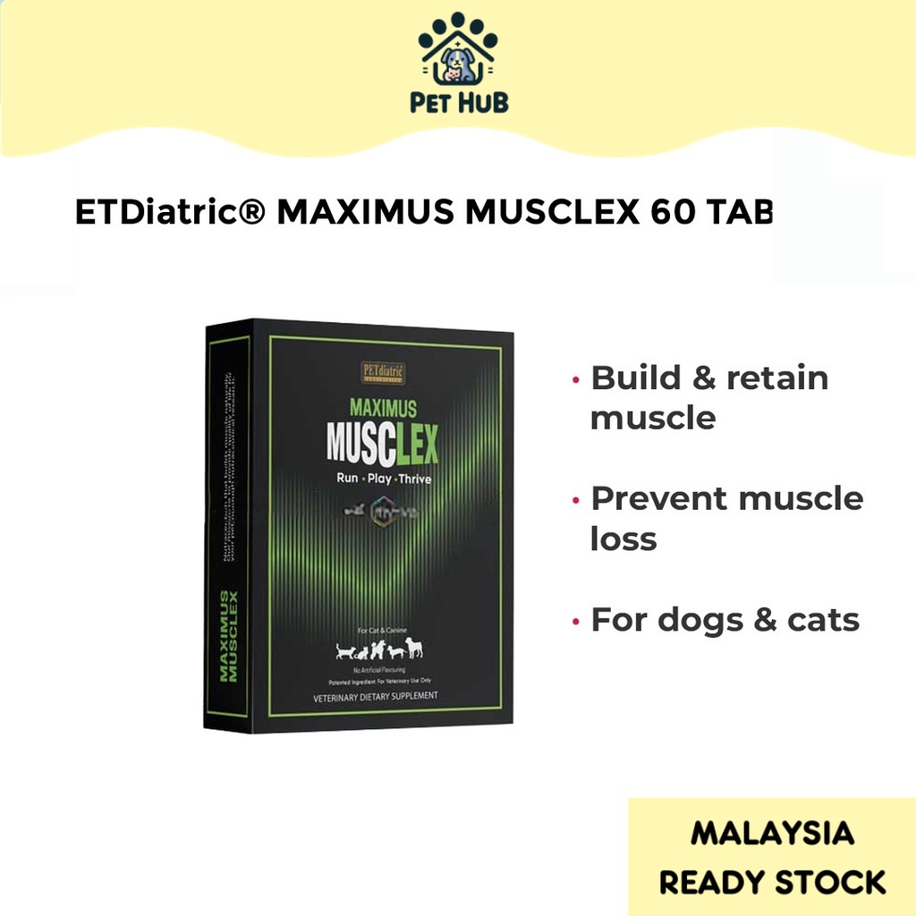 PETdiatric MAXIMUS MUSCLEX 60 TABLETS Muscle Relief Cat Supplement Dog ...
