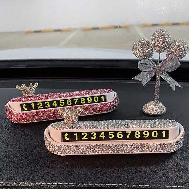 2024 New Diamond-Encrusted Car Temporary Parking Card Phone Number ...