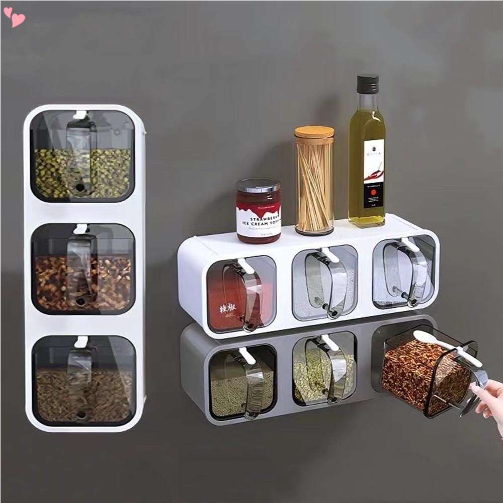 Seasoning Box, 1 Pack Clear Seasoning Storage Container Rack Combo Set ...