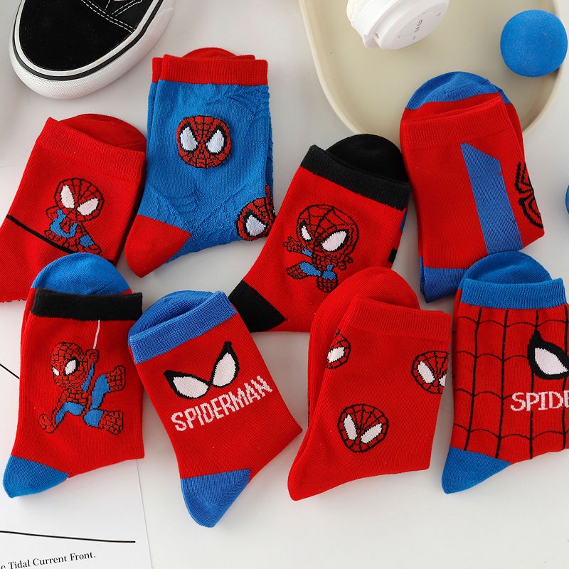 2024 Spiderman Children's Red Socks For Boys Cotton New Year Cartoon ...