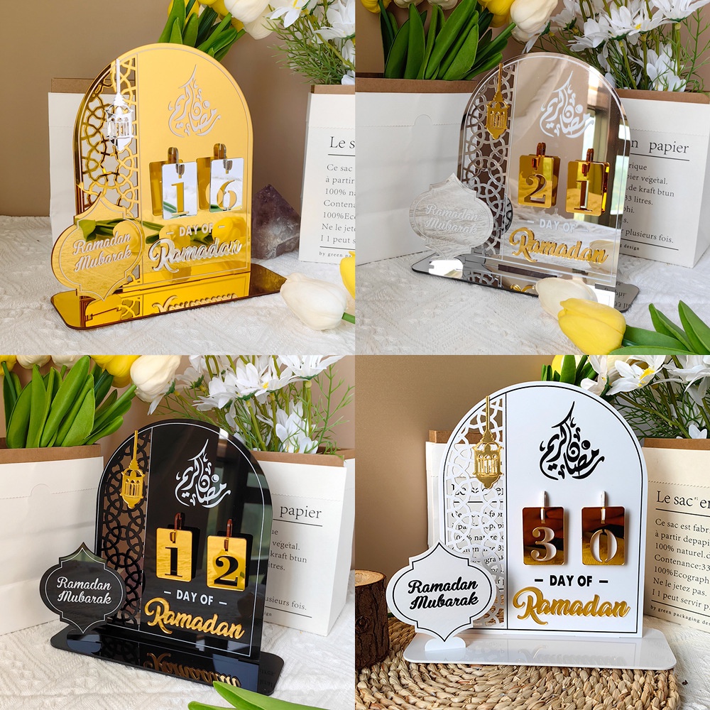 Acrylic Countdown Ethnic Acrylic Mirror Calendar Raya Table Decoration ...