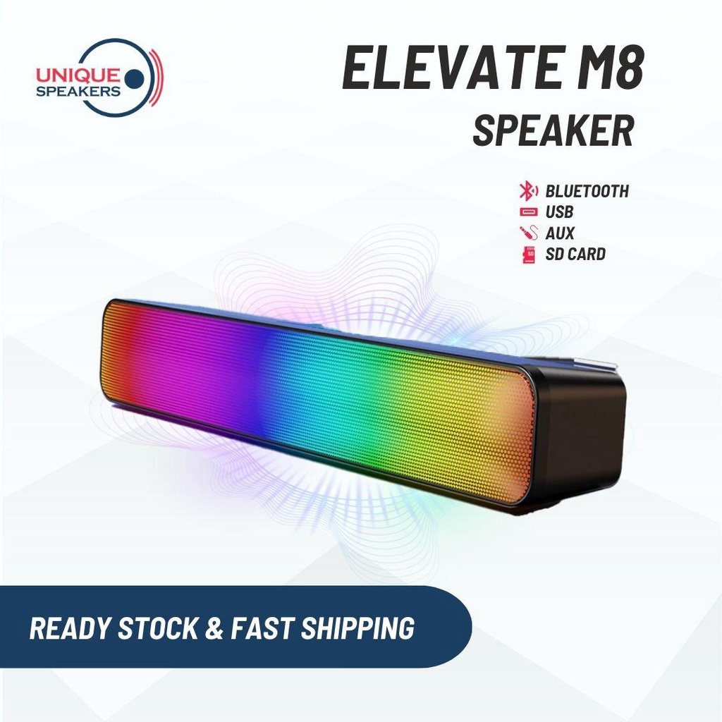 ELEVATE M8 Soundbar Bluetooth Speaker Bluetooth LED RGB Light Gaming ...