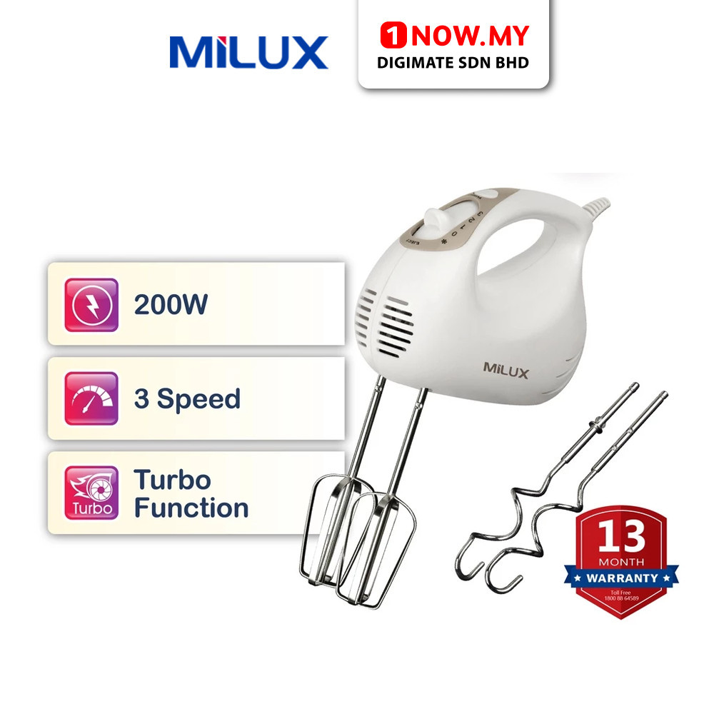 MILUX 200W Hand Mixer MHM-250 | Pengadun Makanan 混合器 | Shopee Malaysia