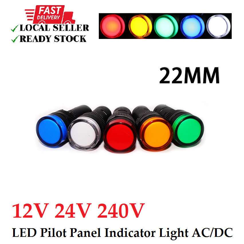 LED Pilot Panel Indicator Light/Pilot Lamp AC/DC 22mm 12V 24V 240V ...