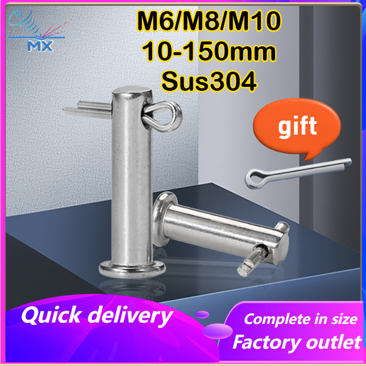 [MX1] 304 Stainless Steel Pin Shaft Flat Head With Hole Cylindrical Positioning Sub-Pin Nail M6 ...