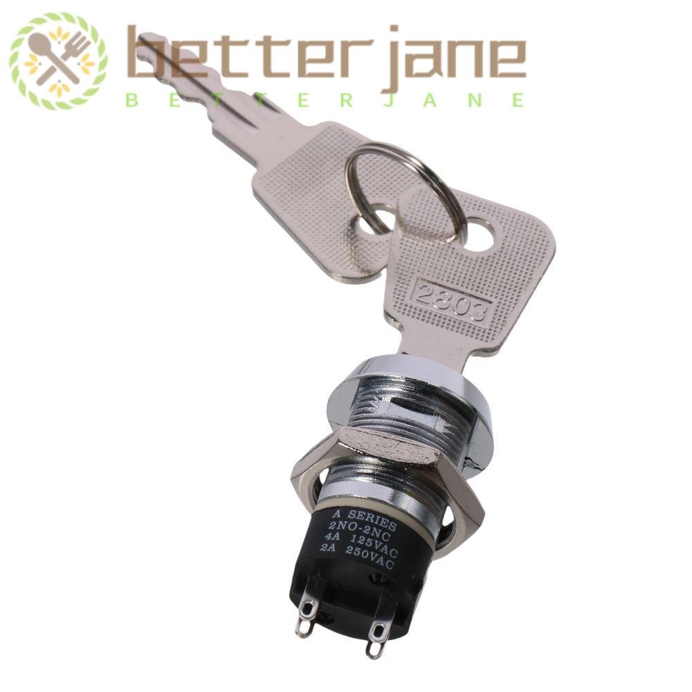 BETTER-JANE Push Button Switch, 2NO 2NC 2 Positions Electric Keylock, Durable Electric 19mm ...