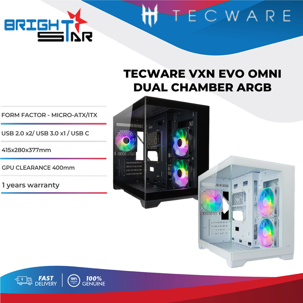 TECWARE VXN EVO Omni Dual Chamber ARGB Mid-Tower ATX PC Case | Shopee ...