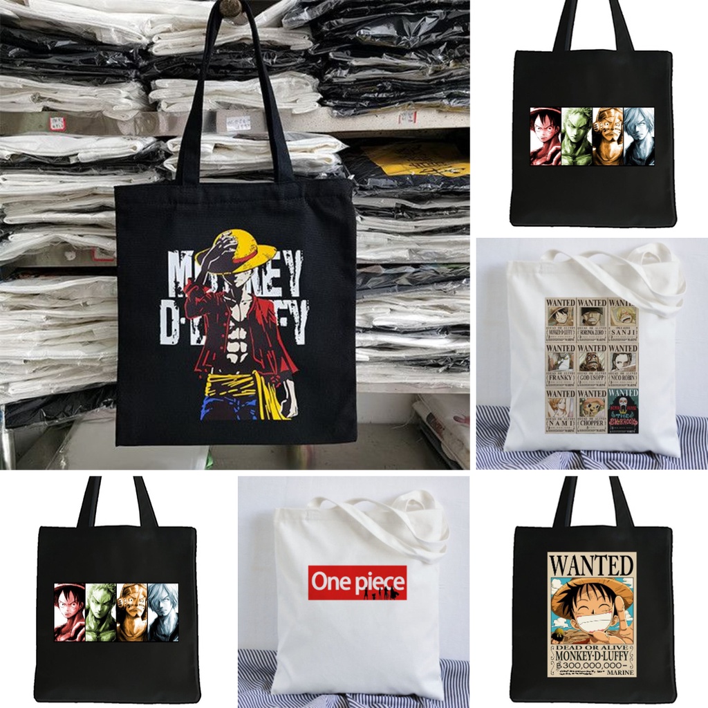 One Piece canvas bag unisex shoulder bag Luffy Tote shopping bag for ...