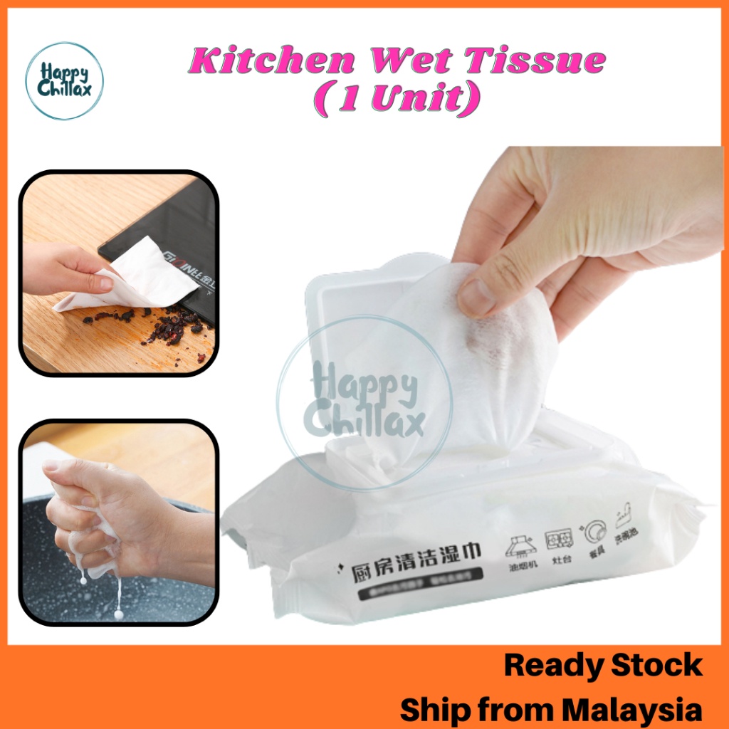 Kitchen Disposable Wet Tissue Cleaning Wipe/Tissue Basah Dapur | Shopee ...