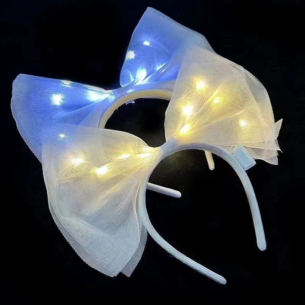1 Pc Luminous Bowknot Hair Hoop LED Hairbnad Party Headband Glow in the ...