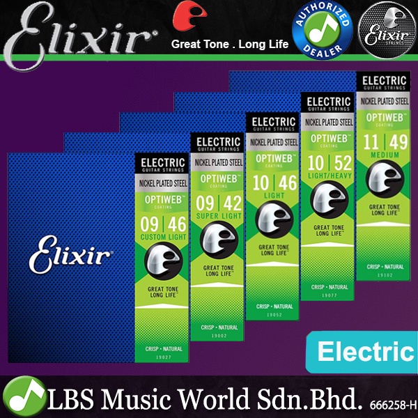 Elixir 19027 Optiweb Electric Guitar String Nickel Plated Steel Custom ...