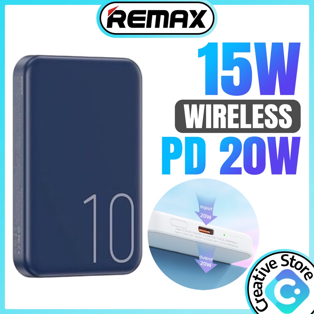 Original Remax Power Bank Type C Power Banks Magnetic Wireless Charging ...