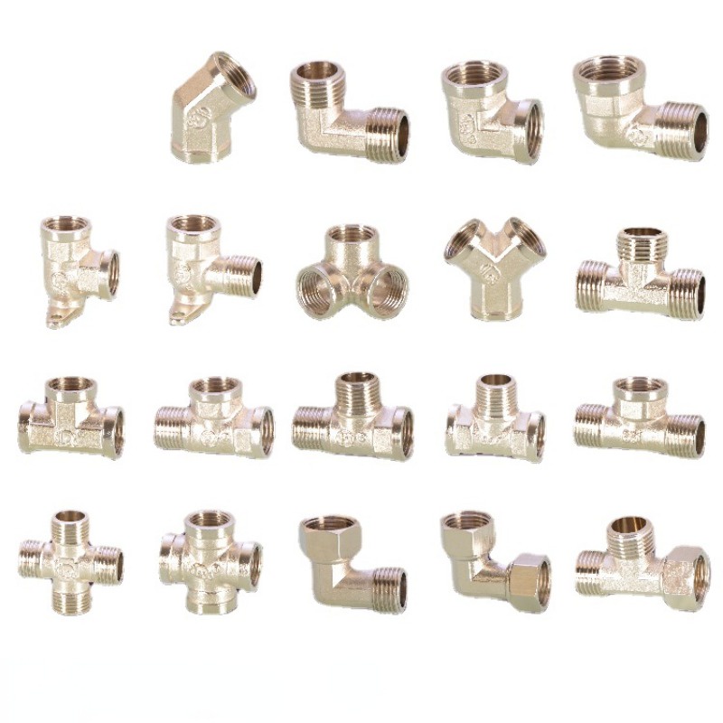 [XNY] 4 Points Copper Electroplating Tee Elbow Direct Inner Outer Wire ...
