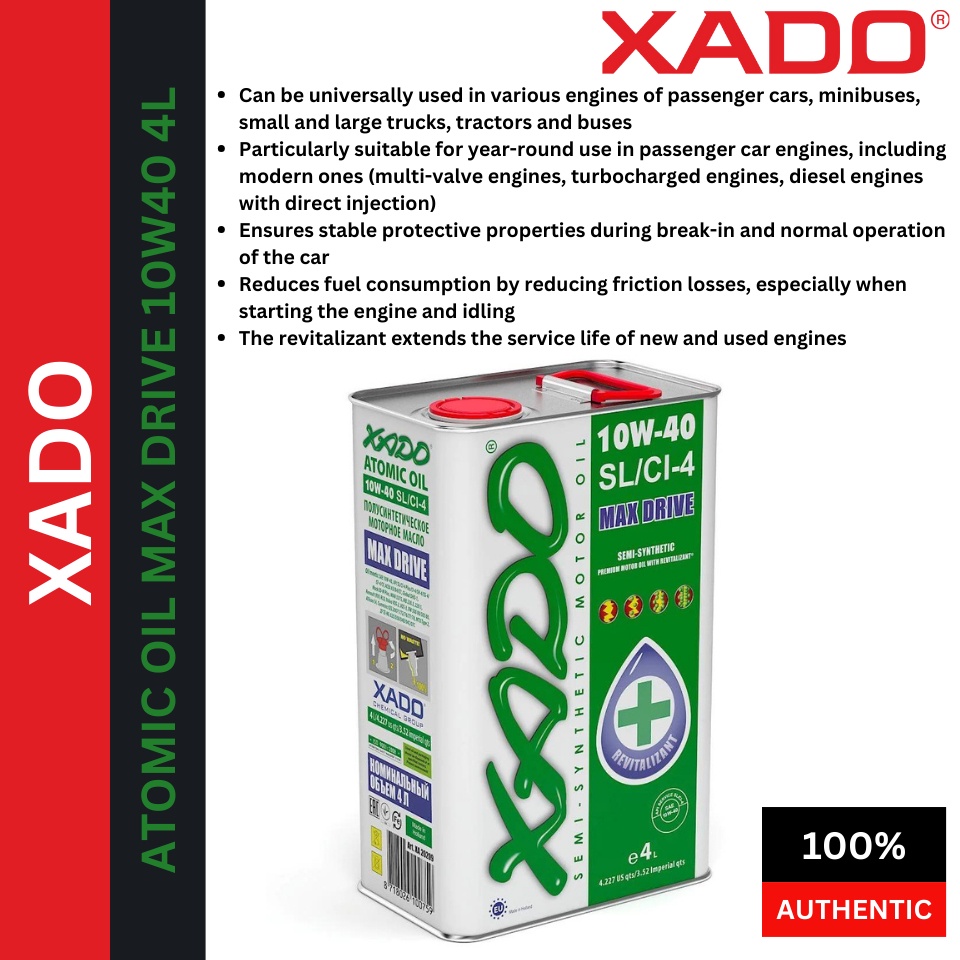 XADO ENGINE OIL 10W40 SL/CI-4 - ENGINE OIL 4LITER | Shopee Malaysia