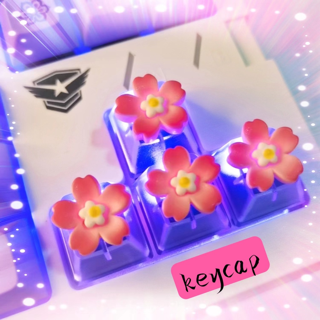 4pcs Pink Flower Creative Keycap PBT Keycap for Mechanical Keyboard ...